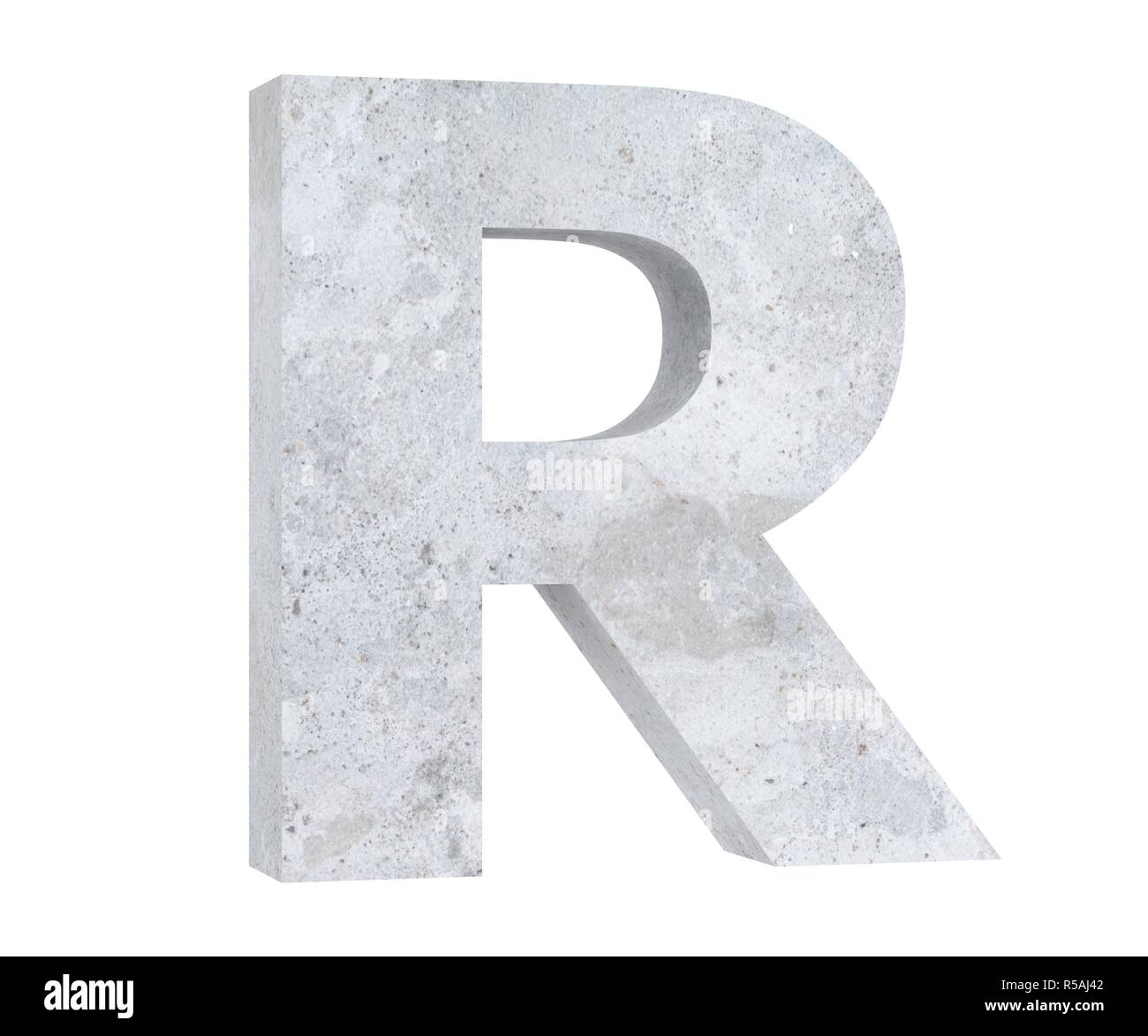 Concrete Capital Letter - R isolated on white background. 3D render ...