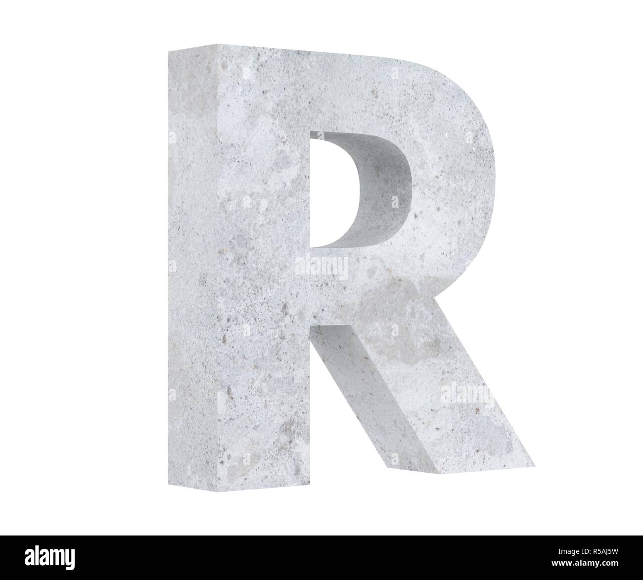 Concrete Capital Letter - R isolated on white background. 3D render ...