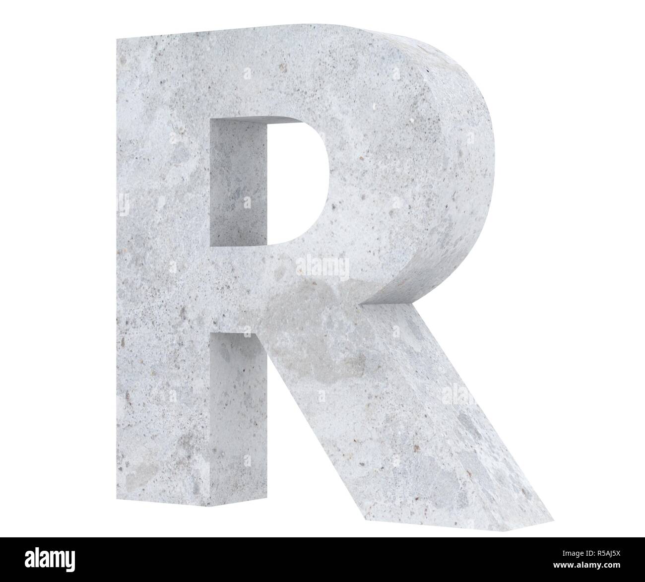 Concrete Capital Letter - R isolated on white background. 3D render ...