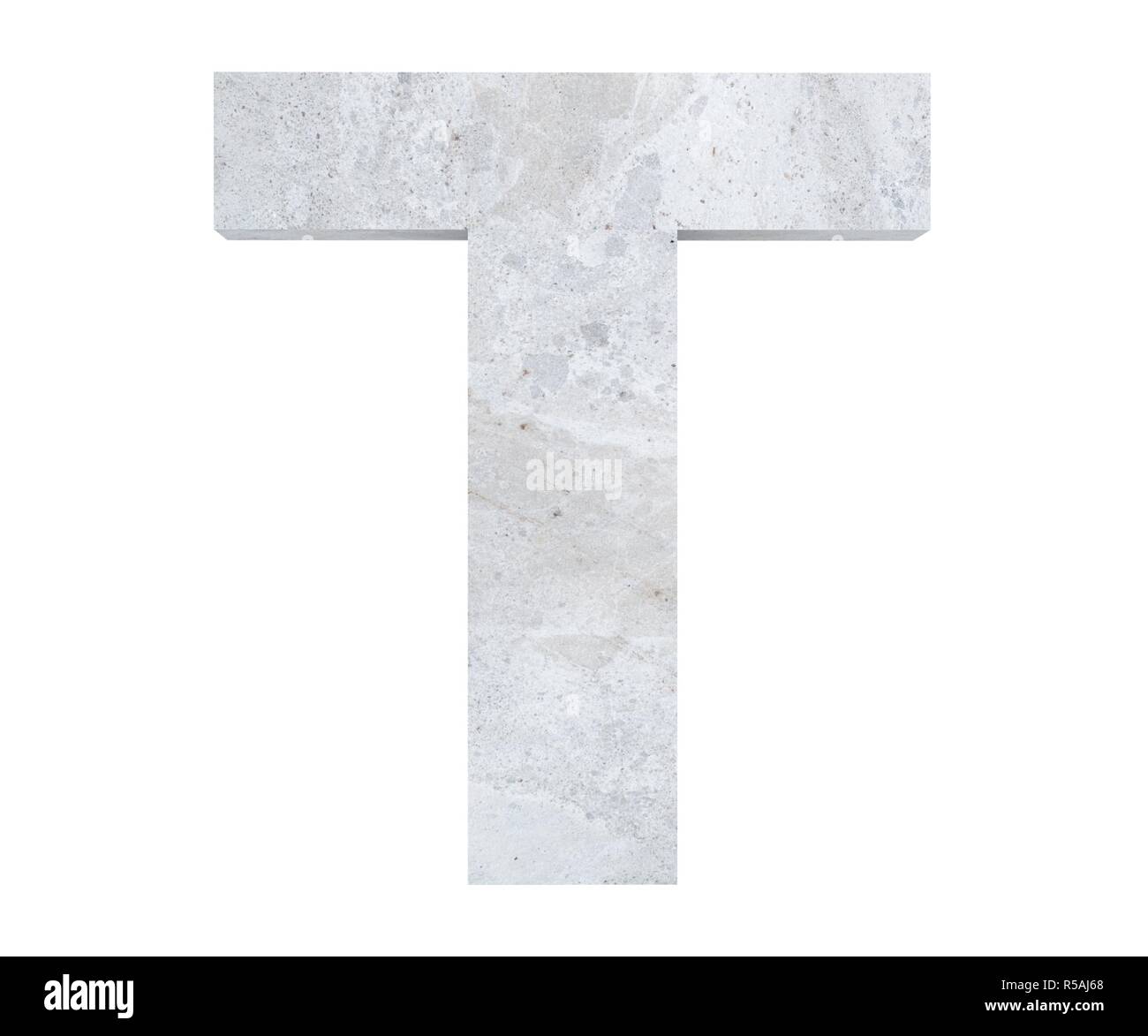 Concrete Capital Letter - T isolated on white background. 3D render ...