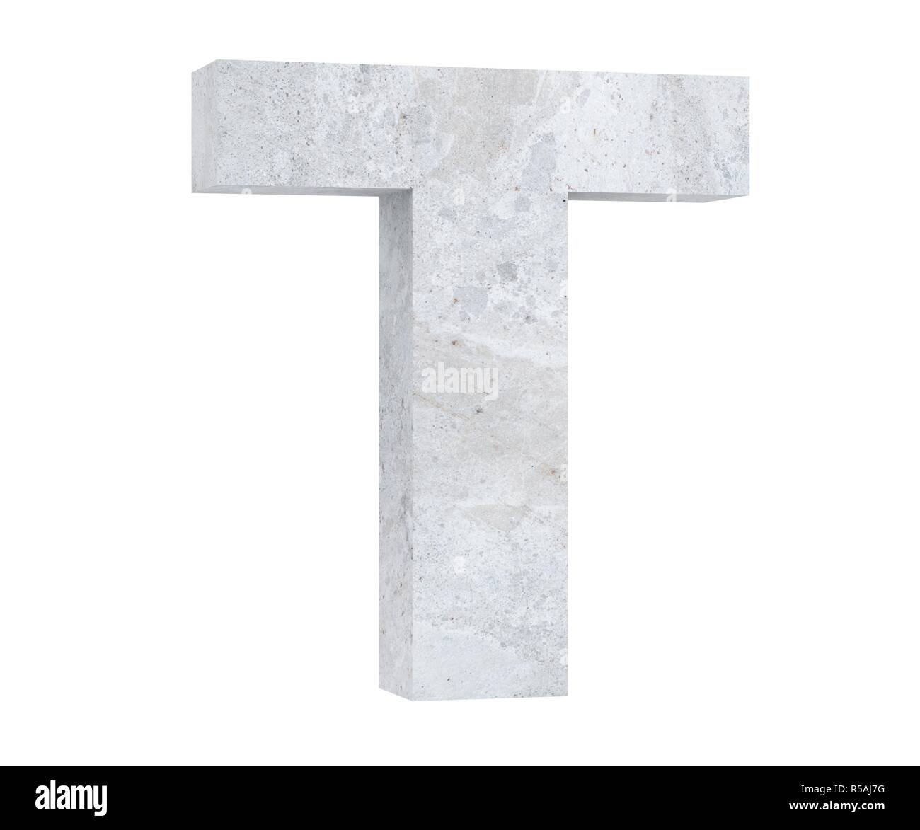 Concrete Capital Letter - T isolated on white background. 3D render ...