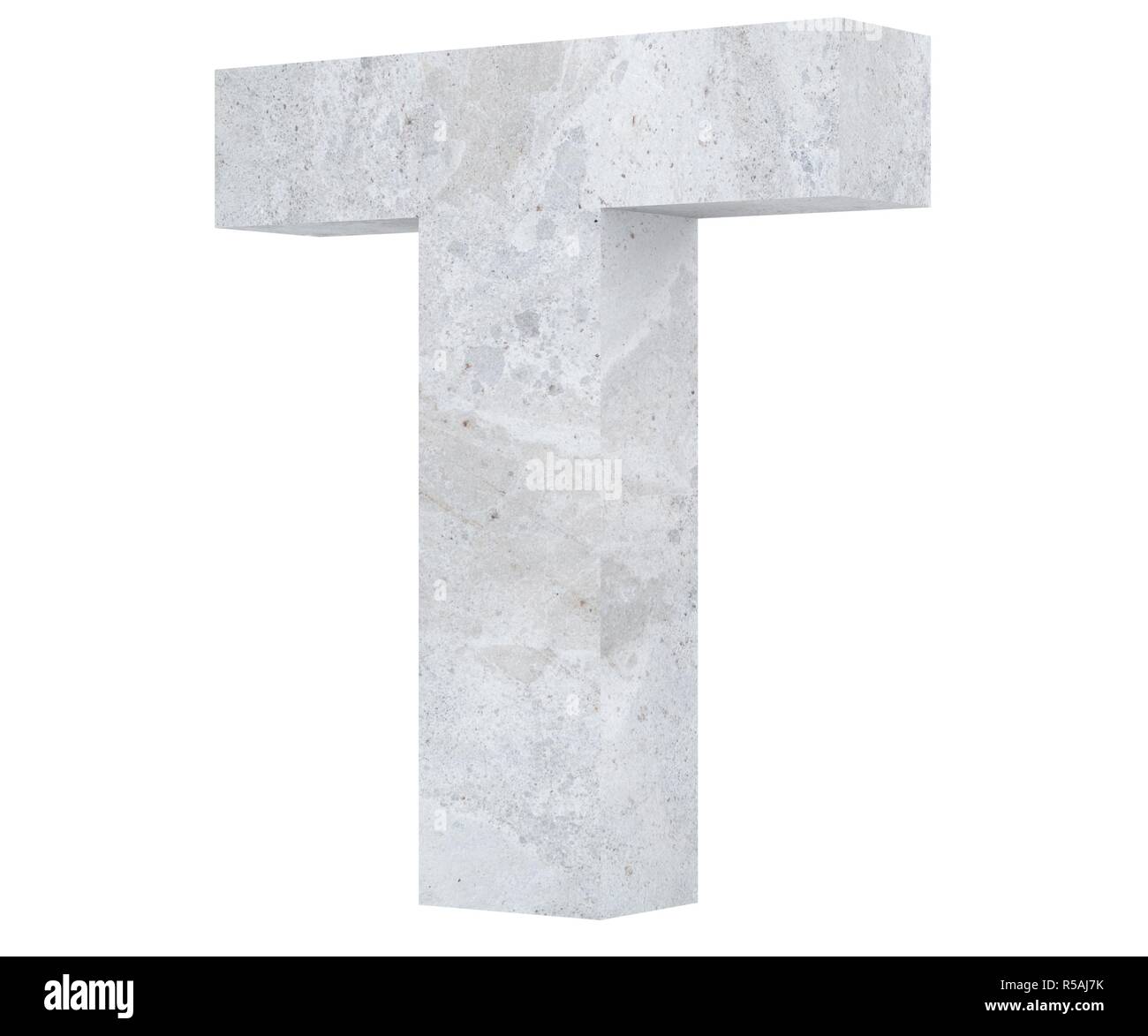 Concrete Capital Letter - T isolated on white background. 3D render ...
