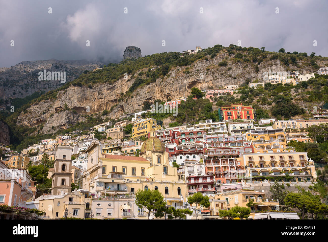 buildings of positano town in italy Stock Photo - Alamy