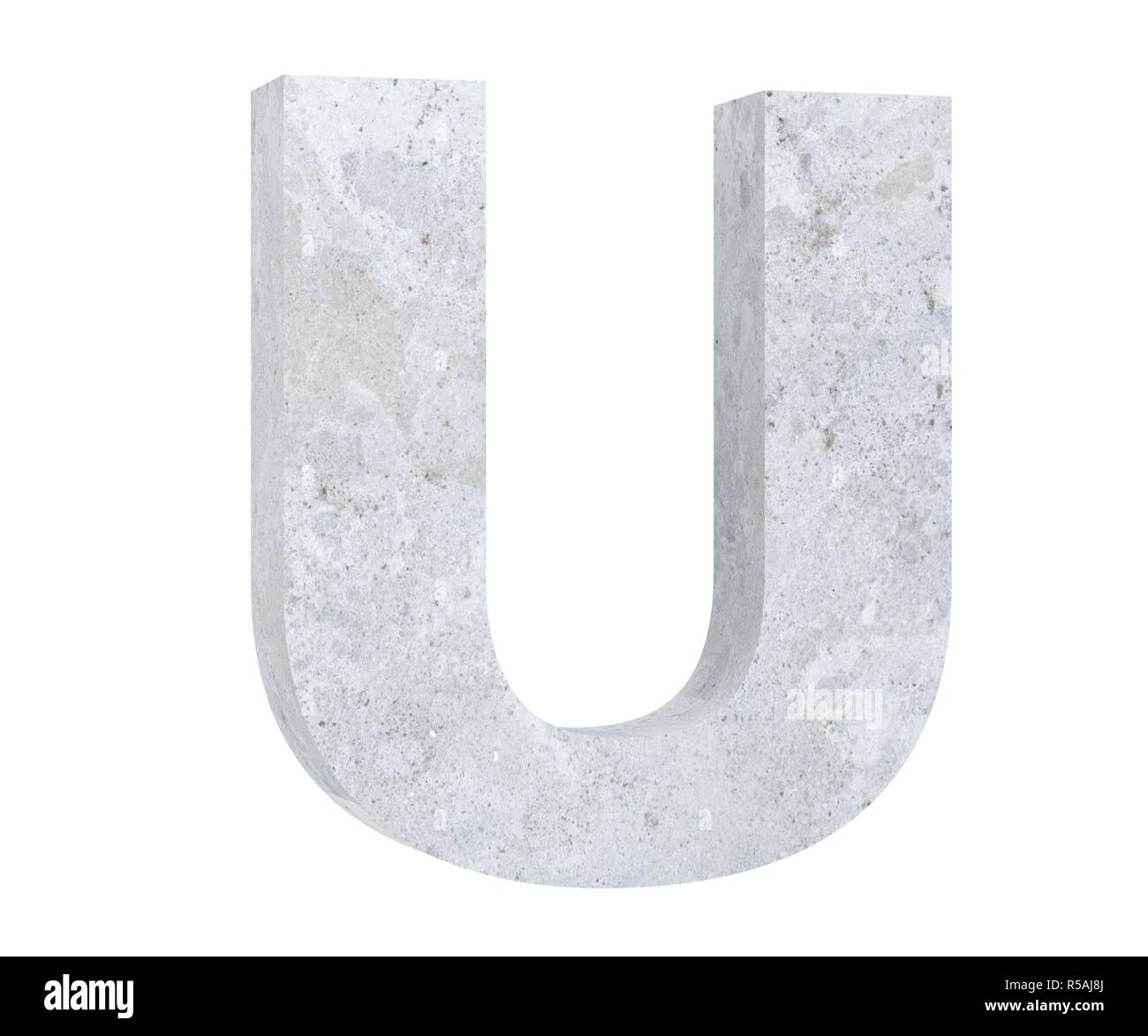 Concrete Capital Letter - U isolated on white background. 3D render ...