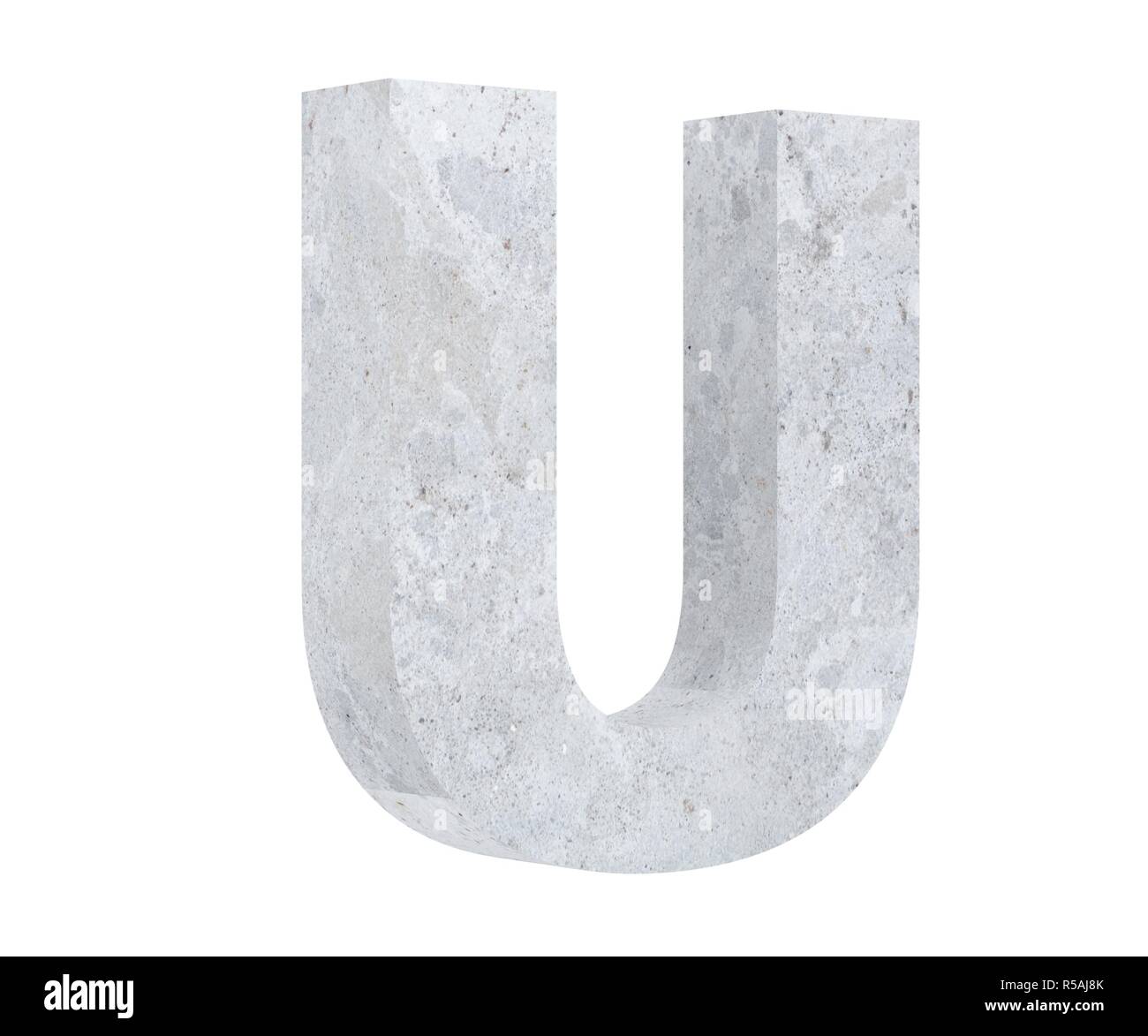 Concrete Capital Letter - U isolated on white background. 3D render ...