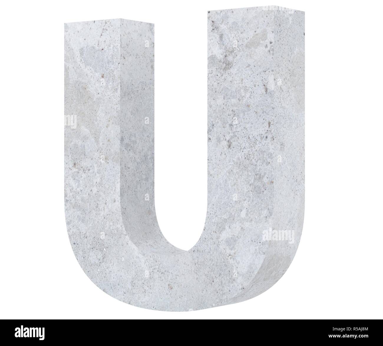 Concrete Capital Letter - U isolated on white background. 3D render ...