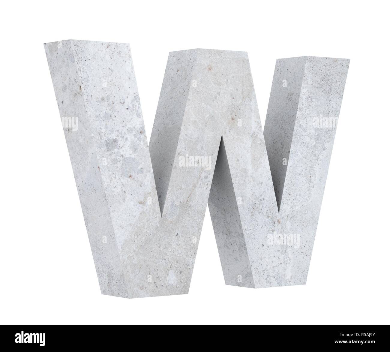 Concrete Capital Letter - W isolated on white background. 3D render ...