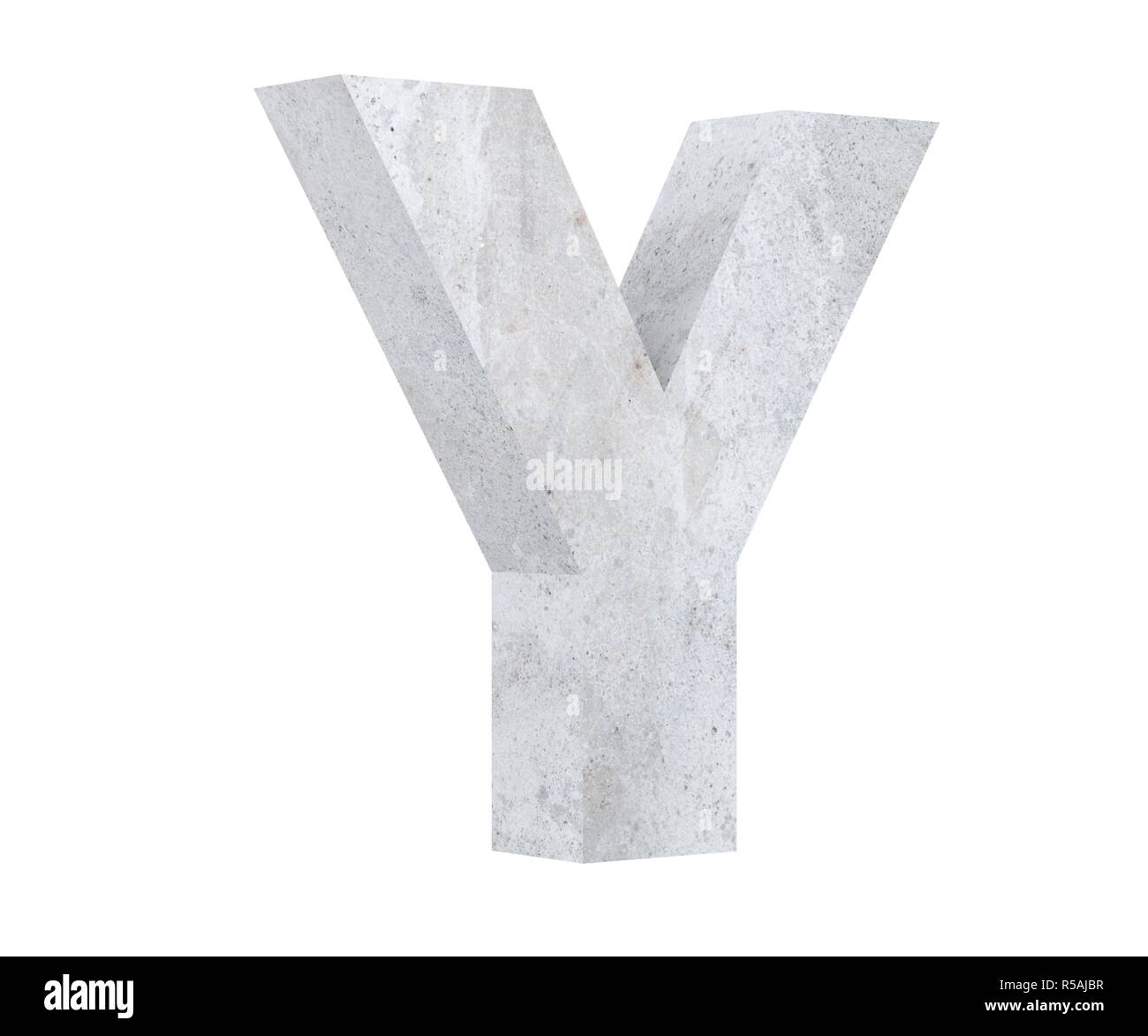 Concrete Capital Letter - Y isolated on white background. 3D render ...