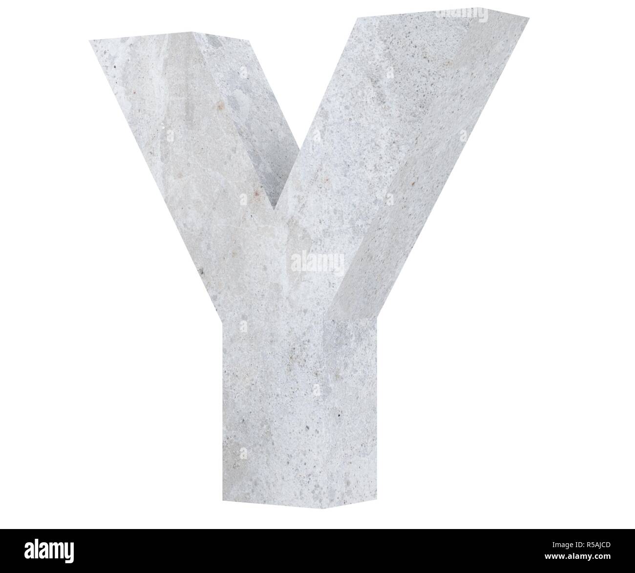 Concrete Capital Letter - Y isolated on white background. 3D render ...