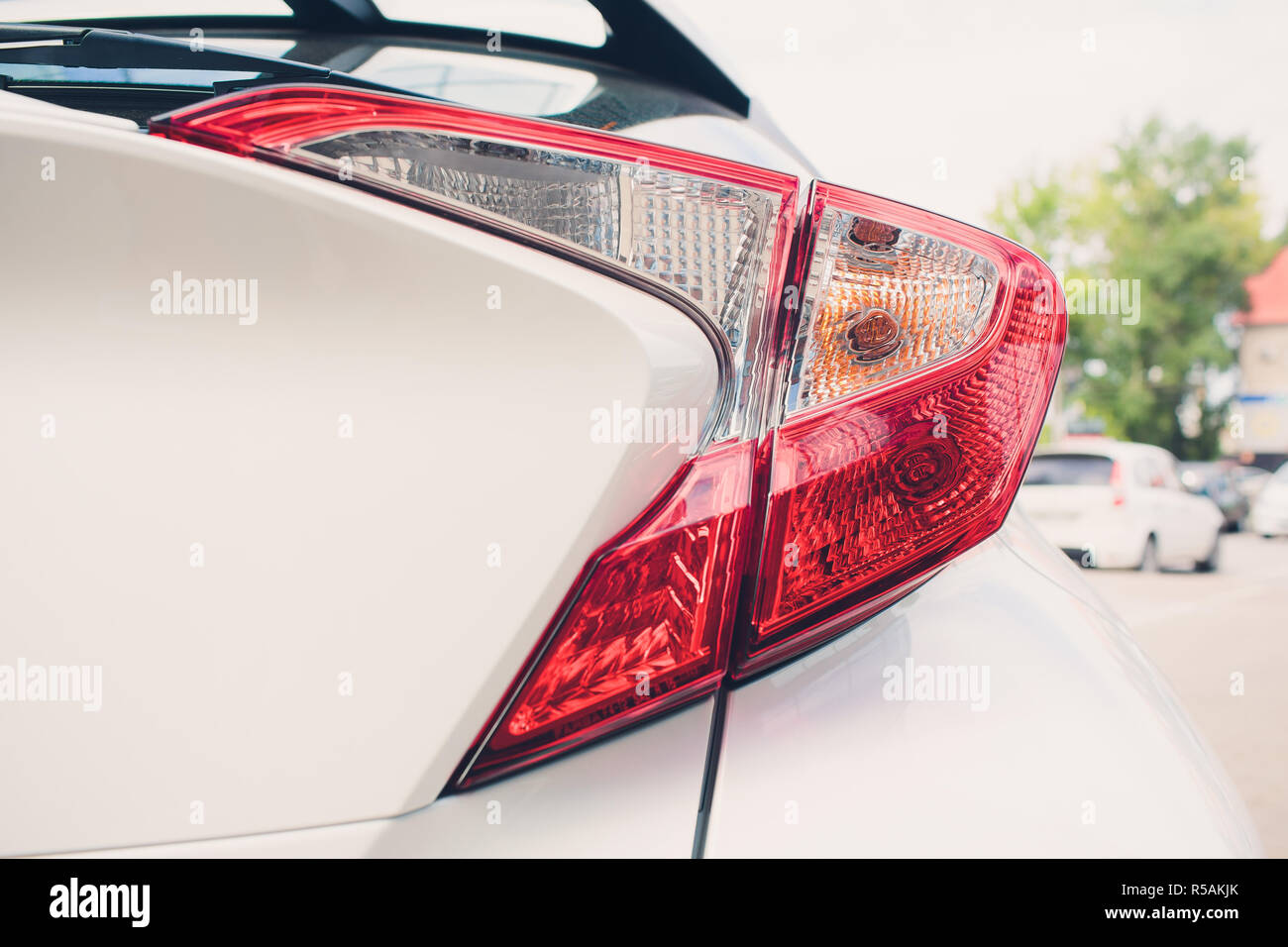Led car headlight close-up. New modern vehicle detail light Stock Photo ...