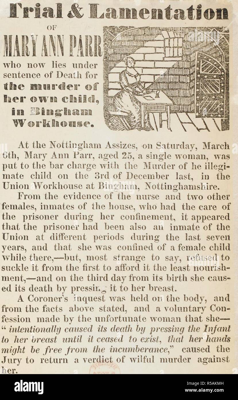 A newspaper article about the trial of a women who murdered her child ...
