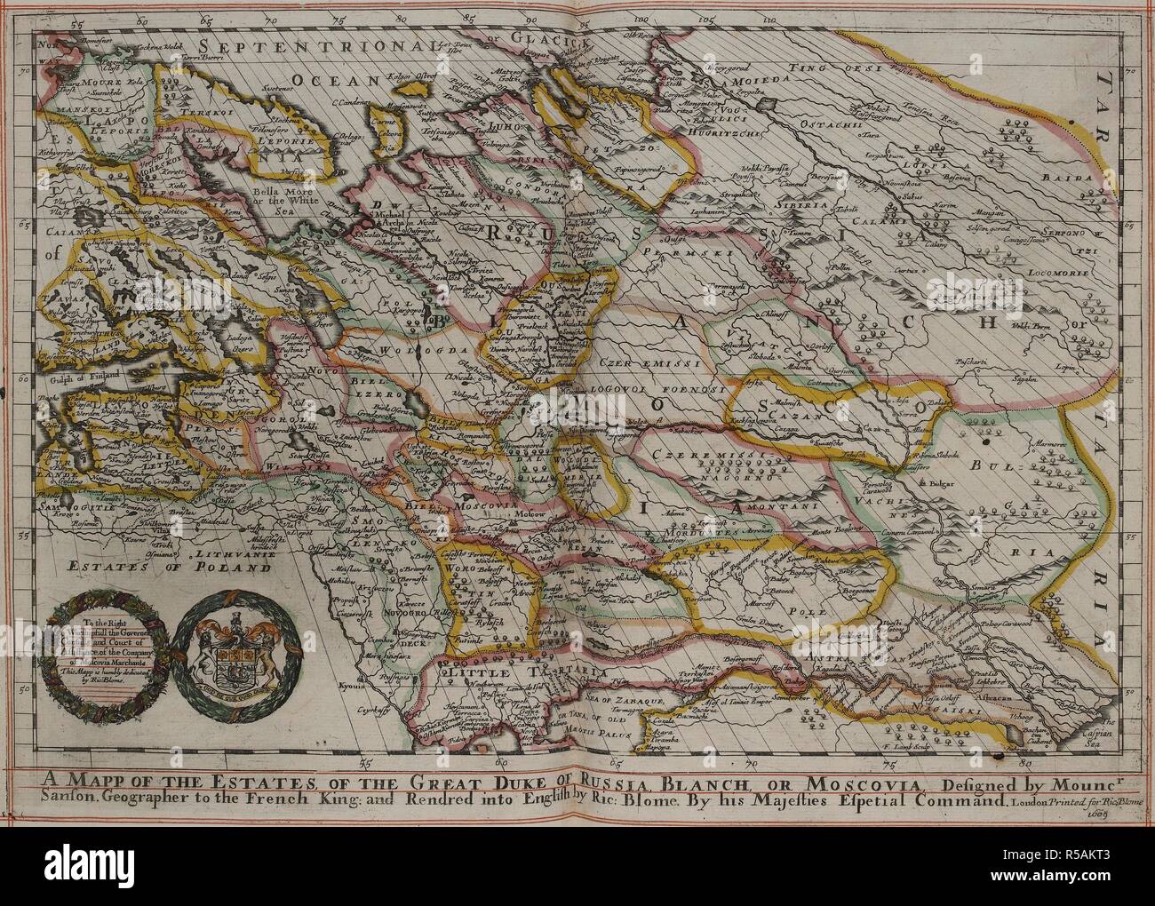 A map of estates of the Great Duke of Russia, Blanch or Moscovia, 17th ...