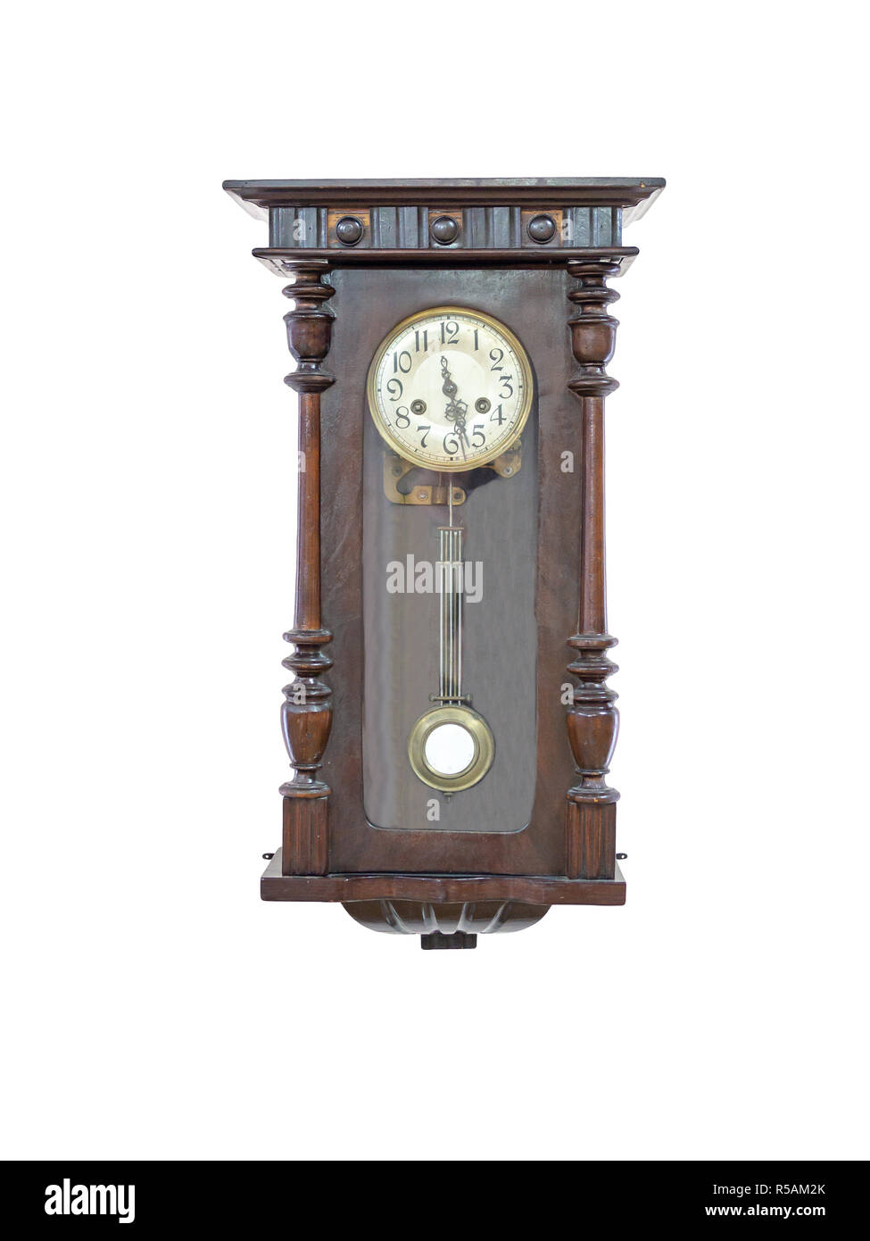 Old-fashioned wall Clock isolated on white backgroud Stock Photo - Alamy