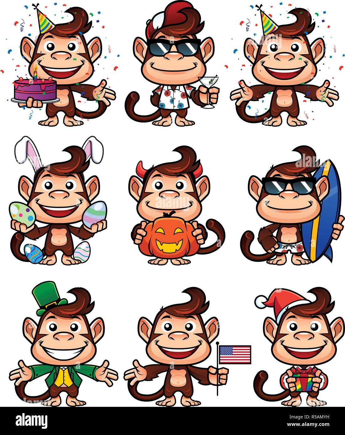 Cute baby monkey holding Stock Vector Images - Alamy