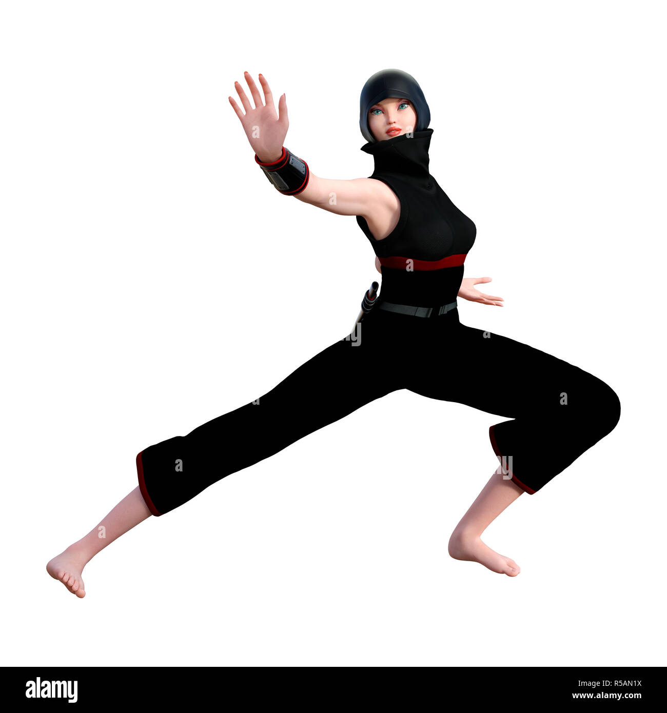 3D rendering of a female ninja isolated on white background Stock Photo ...