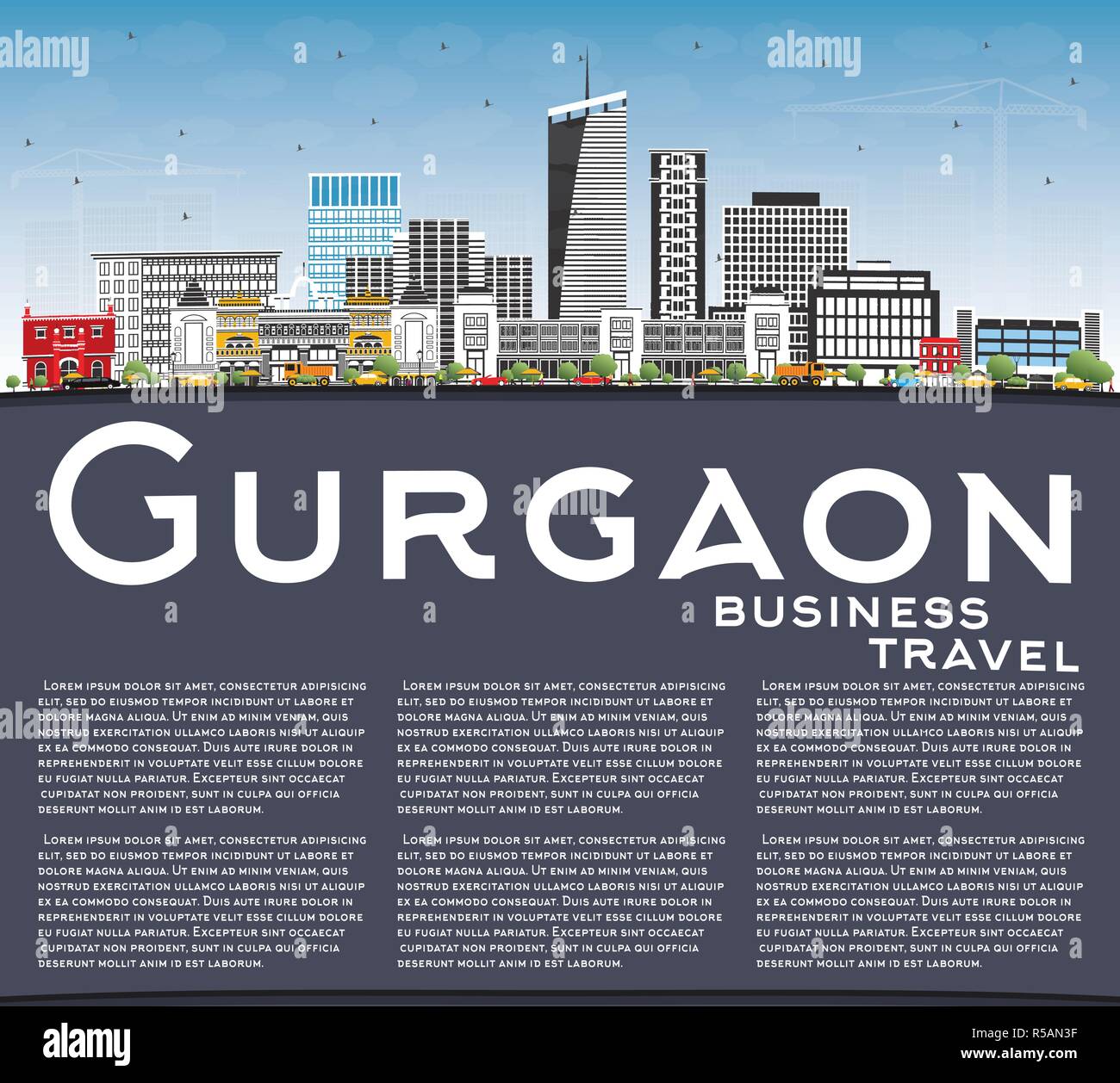 Gurgaon India City Skyline with Gray Buildings, Blue Sky and Copy Space ...