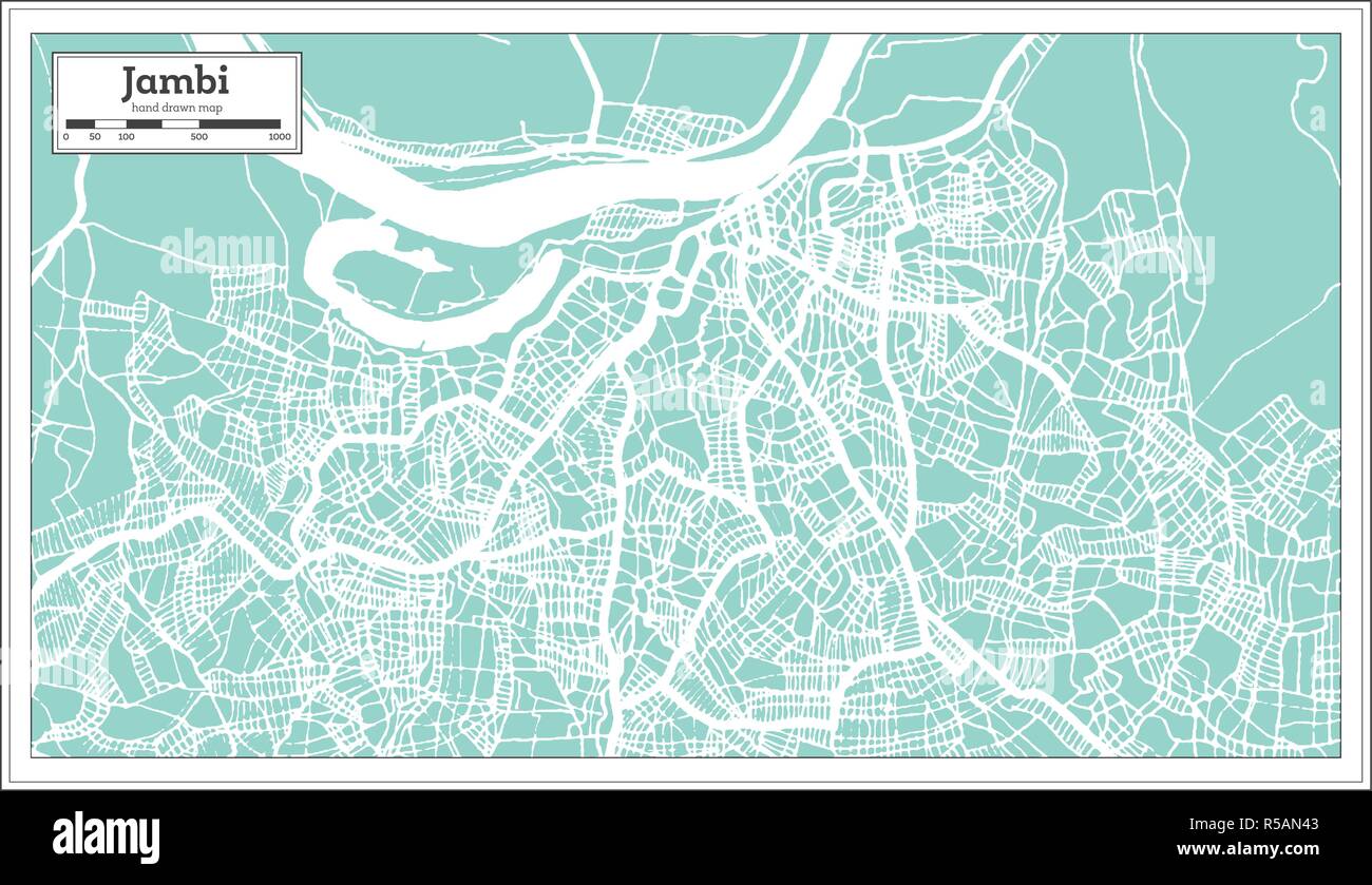 Jambi Indonesia City Map in Retro Style. Outline Map. Vector ...
