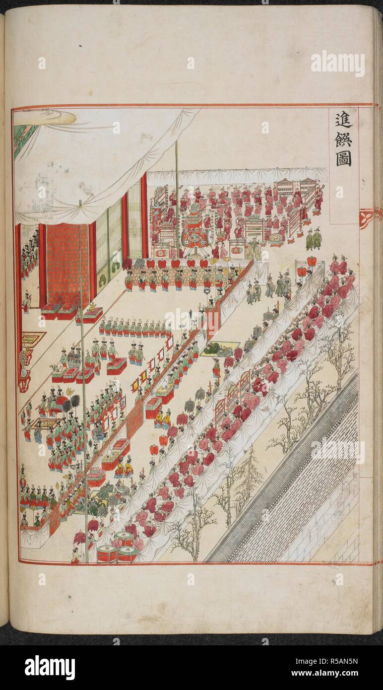 Korean court ritual. Page from a court manuscript showing the 60th ...