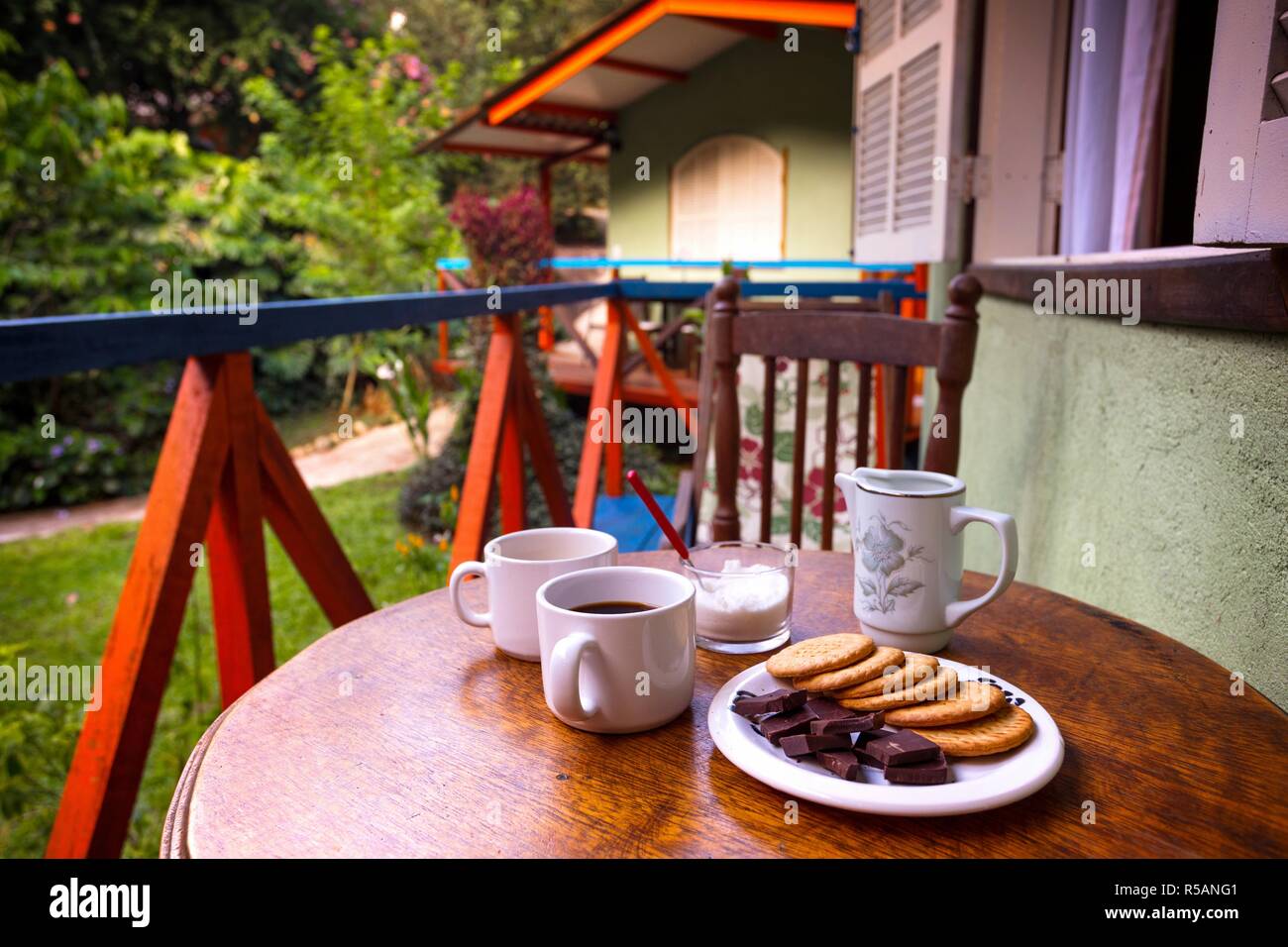 Morning coffee in a tropical bungalow, Brazil Stock Photo - Alamy
