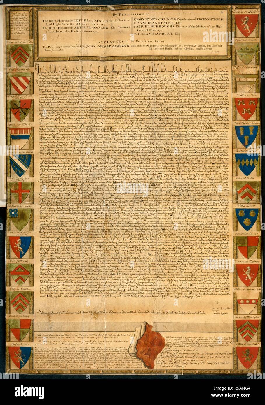 Coloured facsimile copy of the Magna Carta, now catalogued as Cotton ...