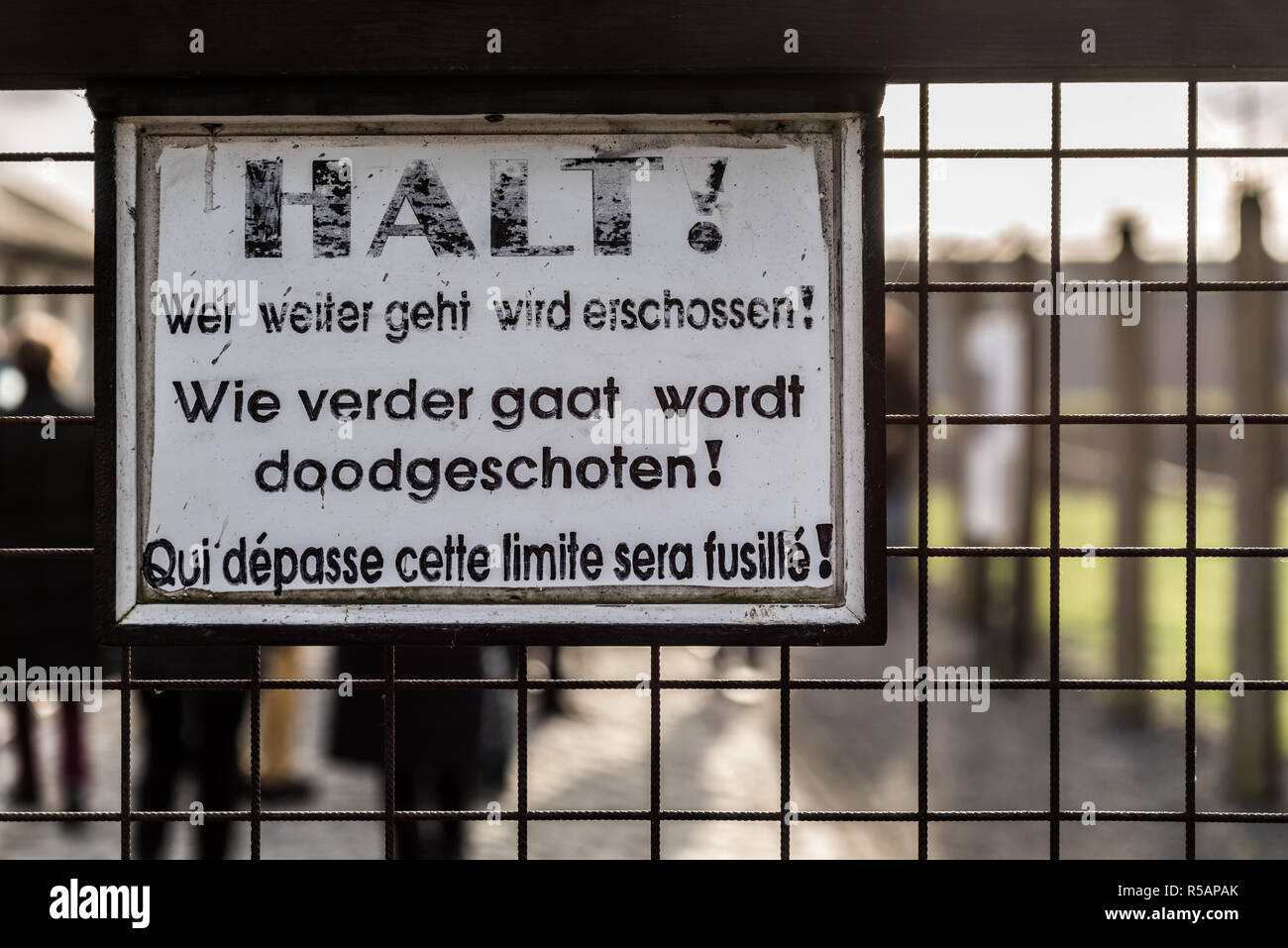 Unwelcoming entrance gate of the Breendonk Prison camp Stock Photo - Alamy