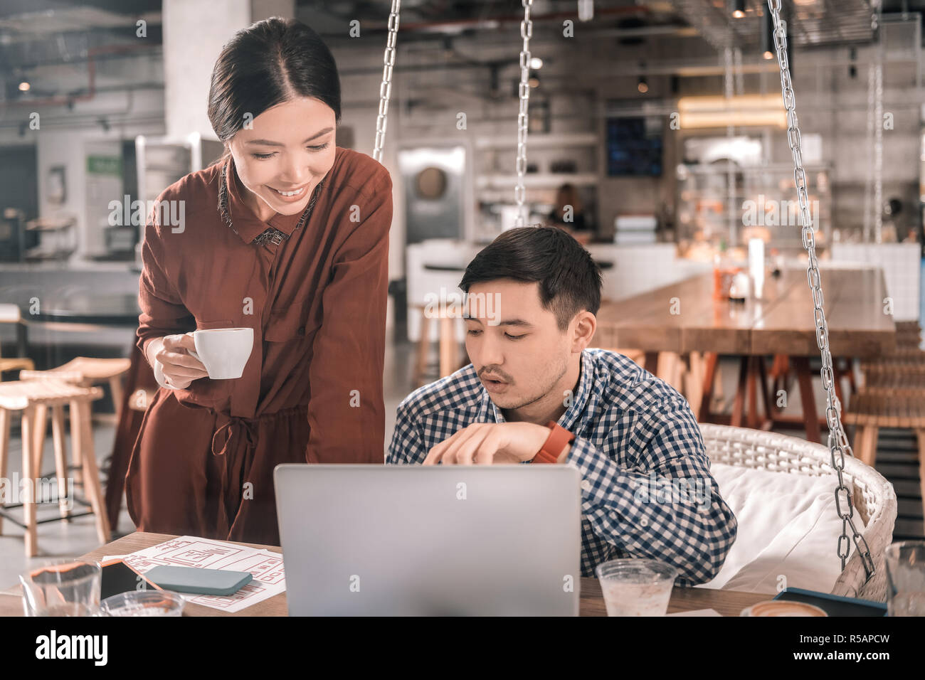 Couple meet cafeteria hi-res stock photography and images - Alamy