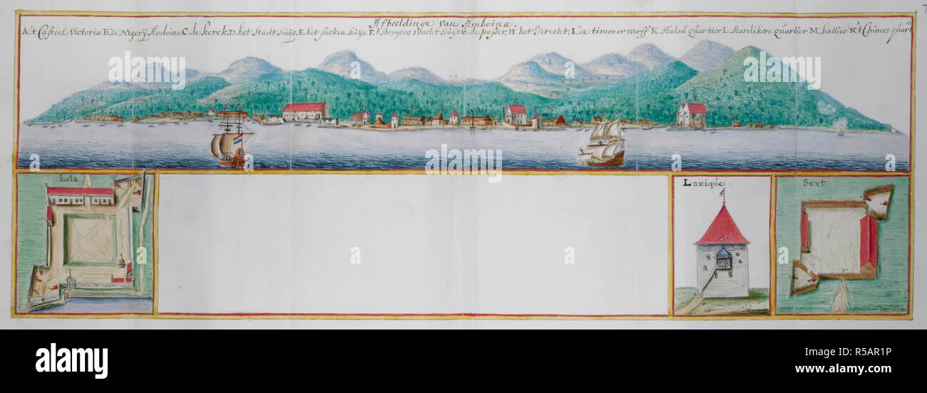 Coloured view of Amboyna. DUTCH PORTOLANO, containing forty-nine ...