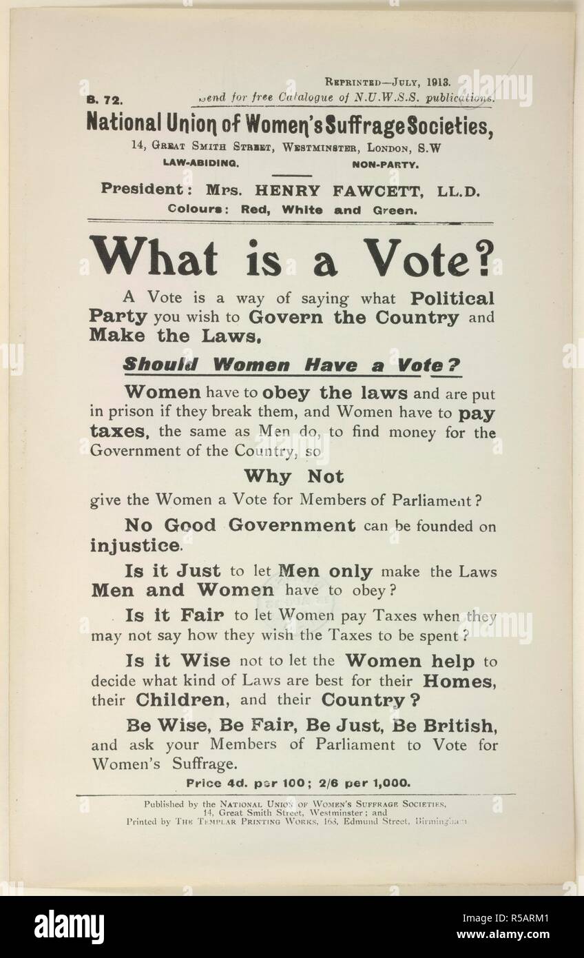 Suffrage pamphlet hi-res stock photography and images - Alamy
