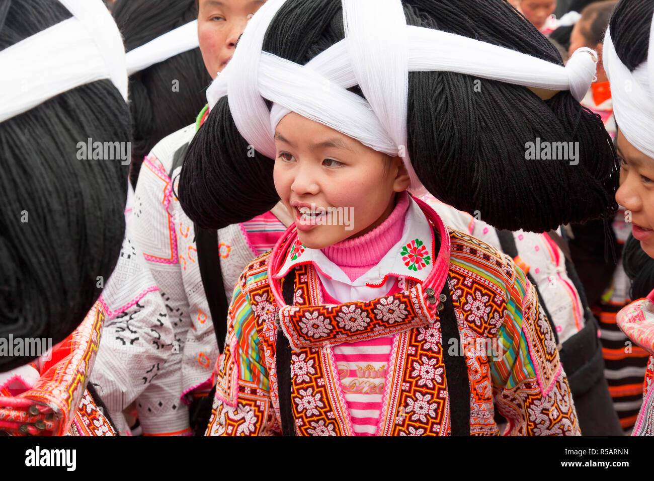 Long Horn Miao tribe at Lunar New Year festival, Sugao, Guizhou ...