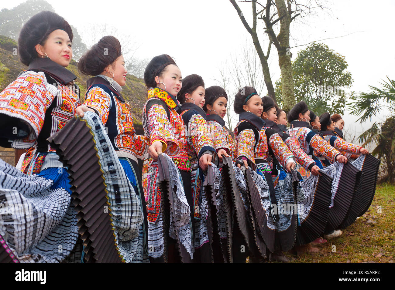 Cross Stitiched Miao tribe, Sugao, Guizhou Province, China Stock Photo ...