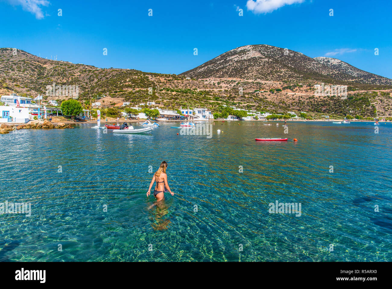 Greece. Sifnos island. Vathi bay and village Stock Photo - Alamy