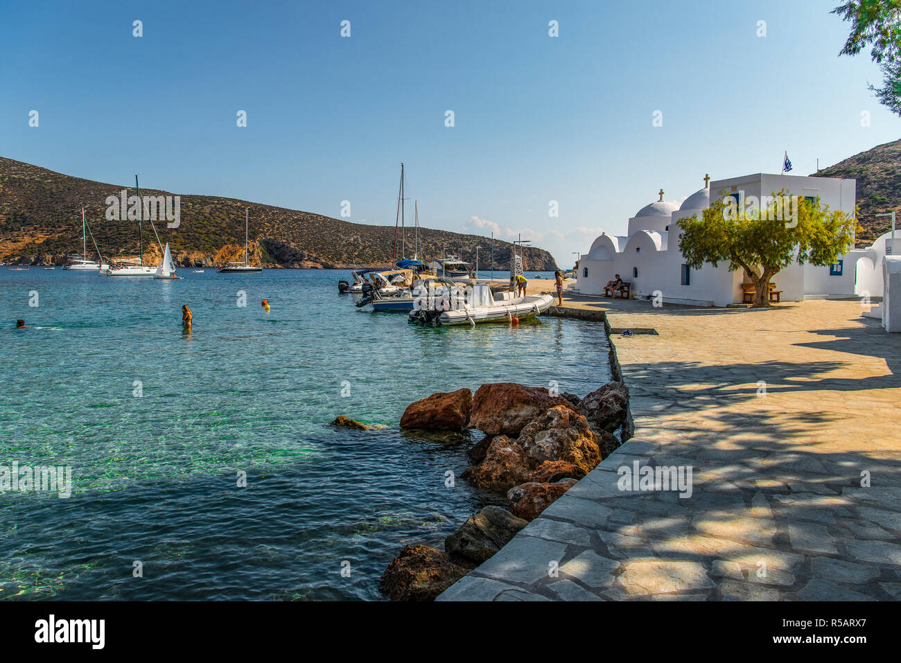 Greece. Sifnos island. Vathi bay and village Stock Photo - Alamy
