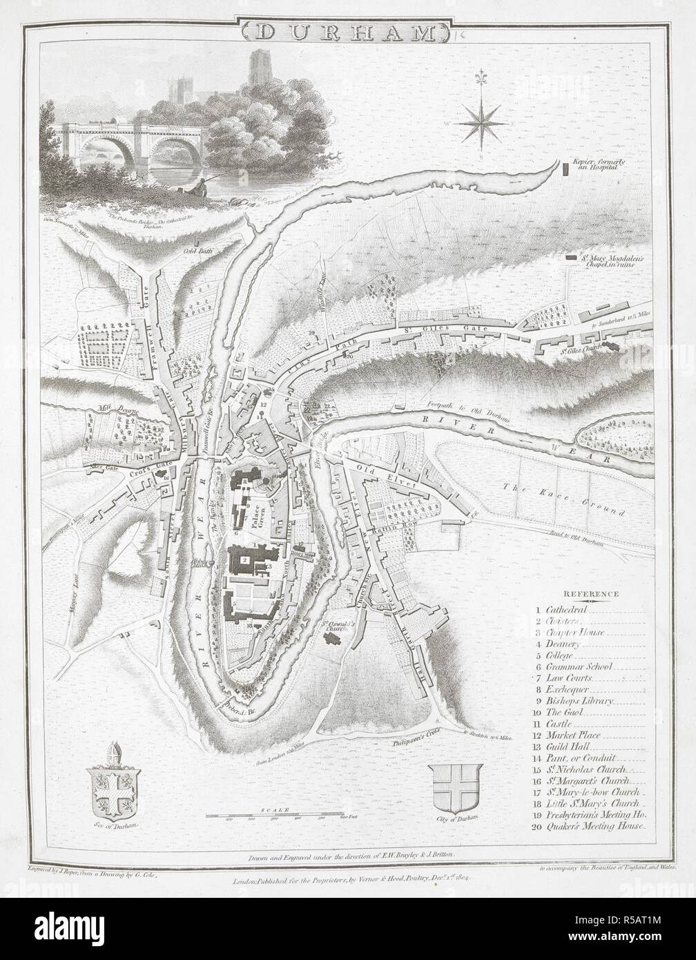 A plan of Durham. Durham. Scale, 600 feet[ = 38 mm.] ... Engraved by J ...