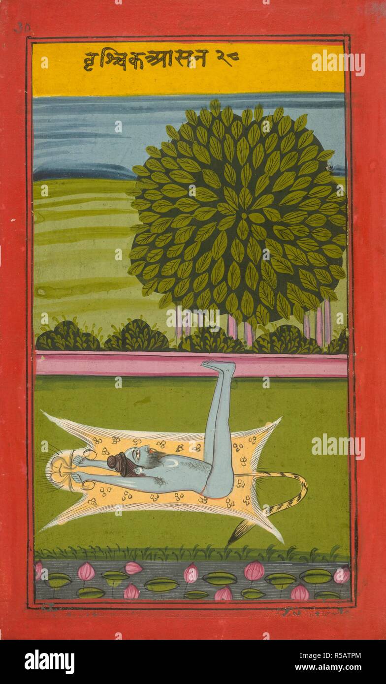 A yogi. Asanas and Mudras (Hata yoga). 19th century. A yogi doing an ...