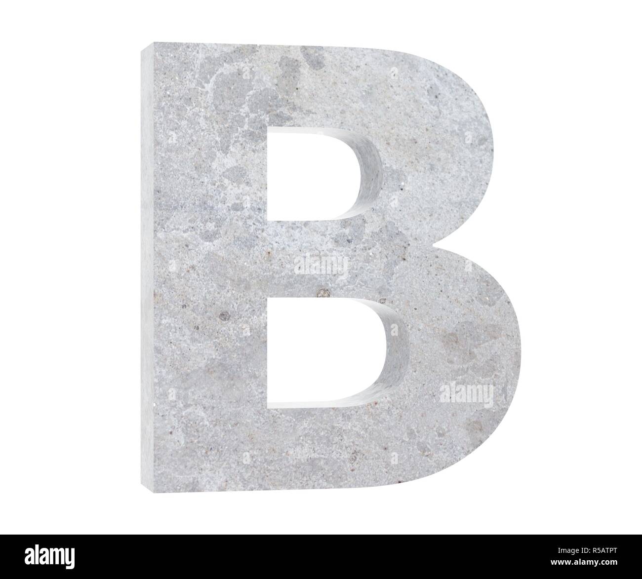 Concrete Capital Letter - B isolated on white background. 3D render ...