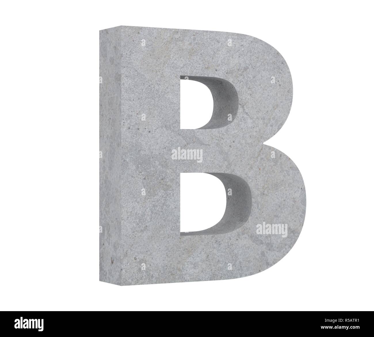 Concrete Capital Letter - B isolated on white background. 3D render ...