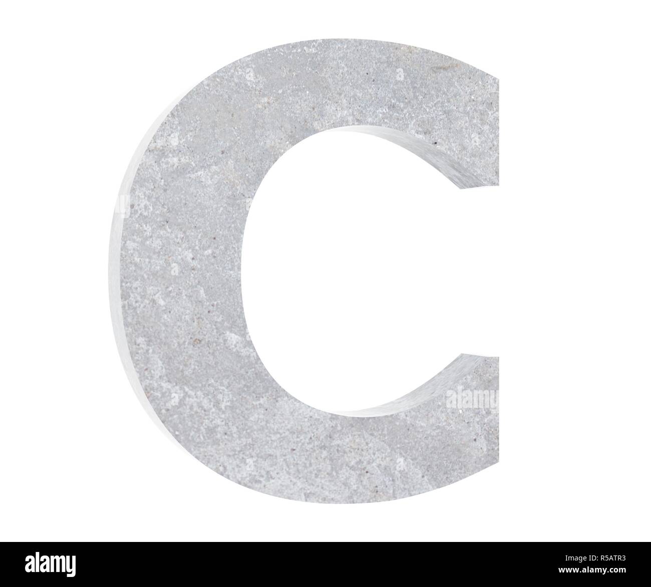 Concrete Capital Letter - C isolated on white background. 3D render ...