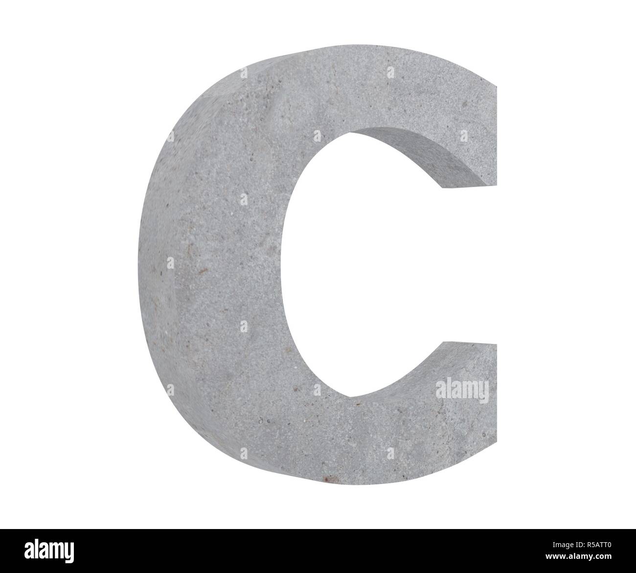 Concrete Capital Letter - C isolated on white background. 3D render ...