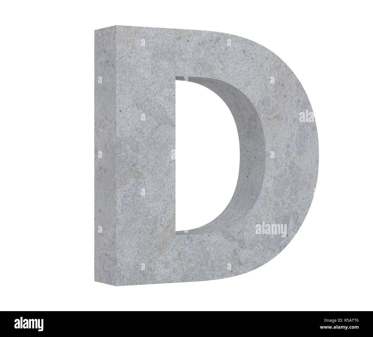 Concrete Capital Letter - D isolated on white background. 3D render ...