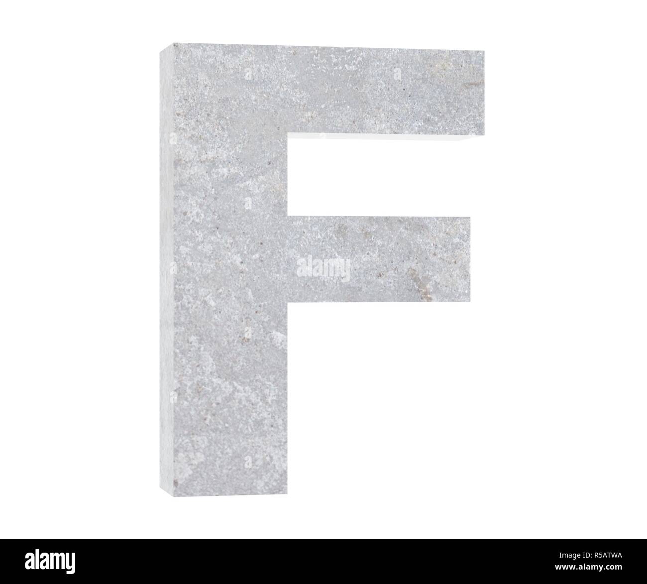 Concrete Capital Letter - F isolated on white background. 3D render ...