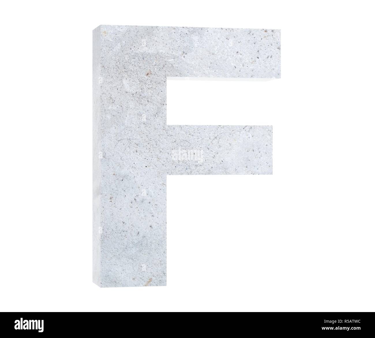 Concrete Capital Letter - F isolated on white background. 3D render ...
