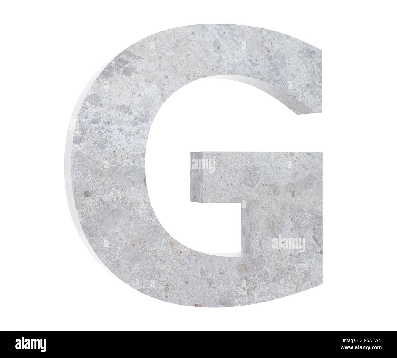 Concrete Capital Letter - G isolated on white background. 3D render ...