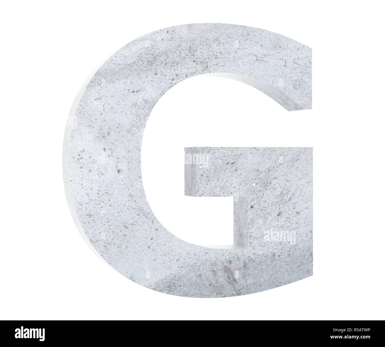 Concrete Capital Letter - G isolated on white background. 3D render ...