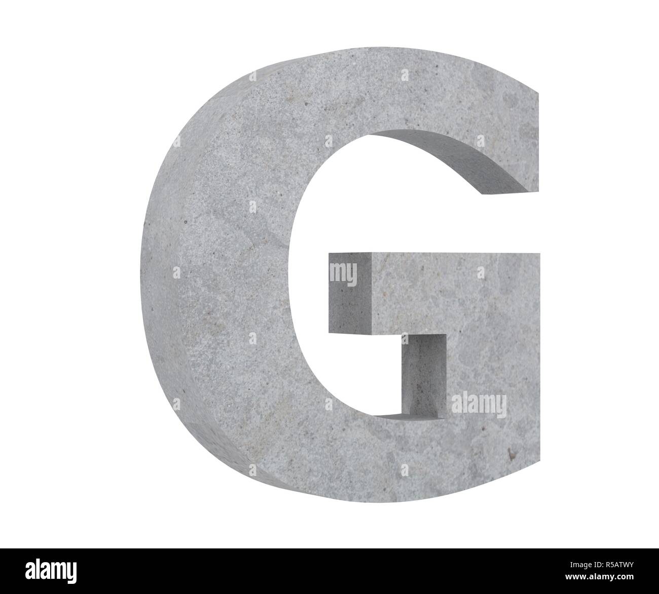Concrete Capital Letter - G isolated on white background. 3D render ...