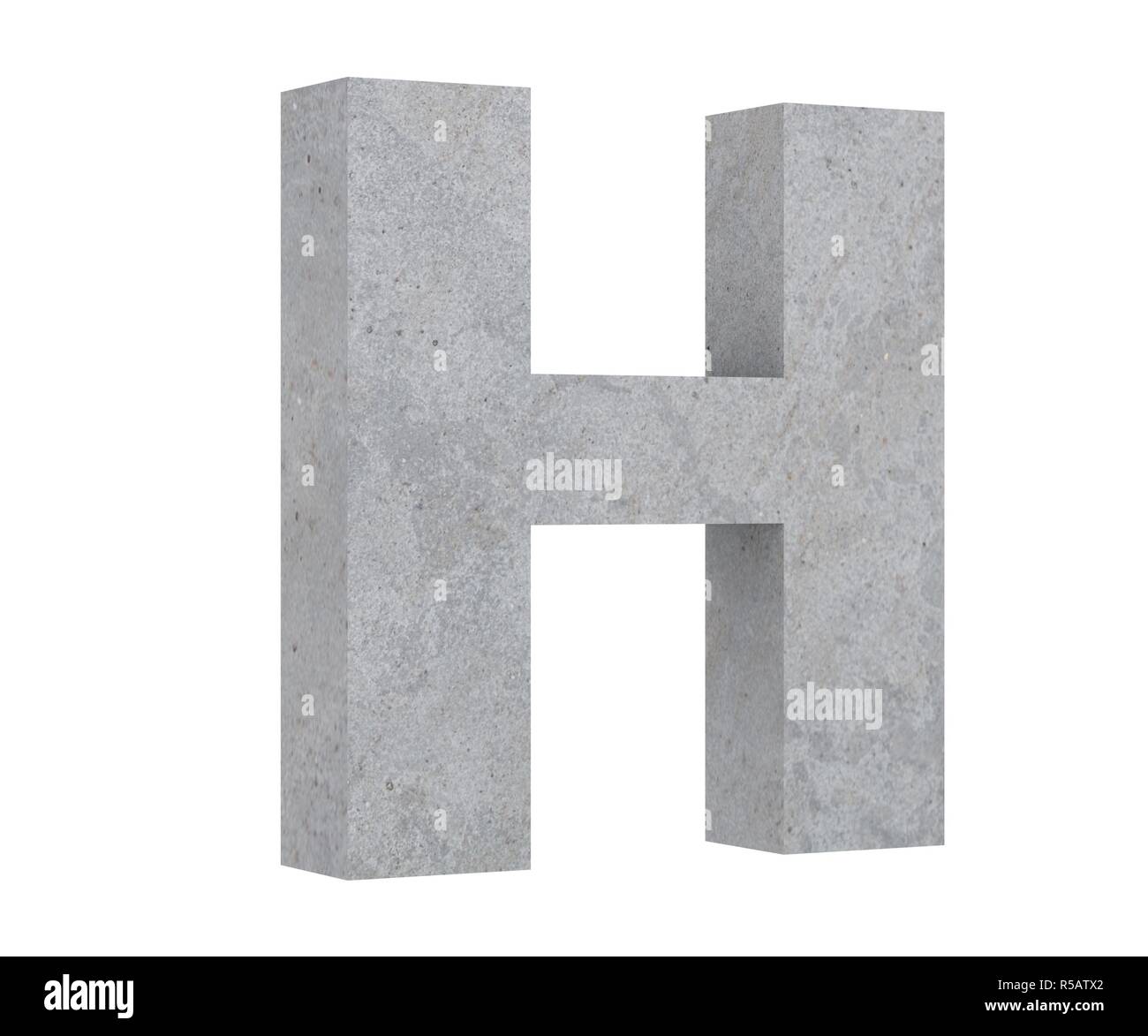 Concrete Capital Letter - H isolated on white background. 3D render ...