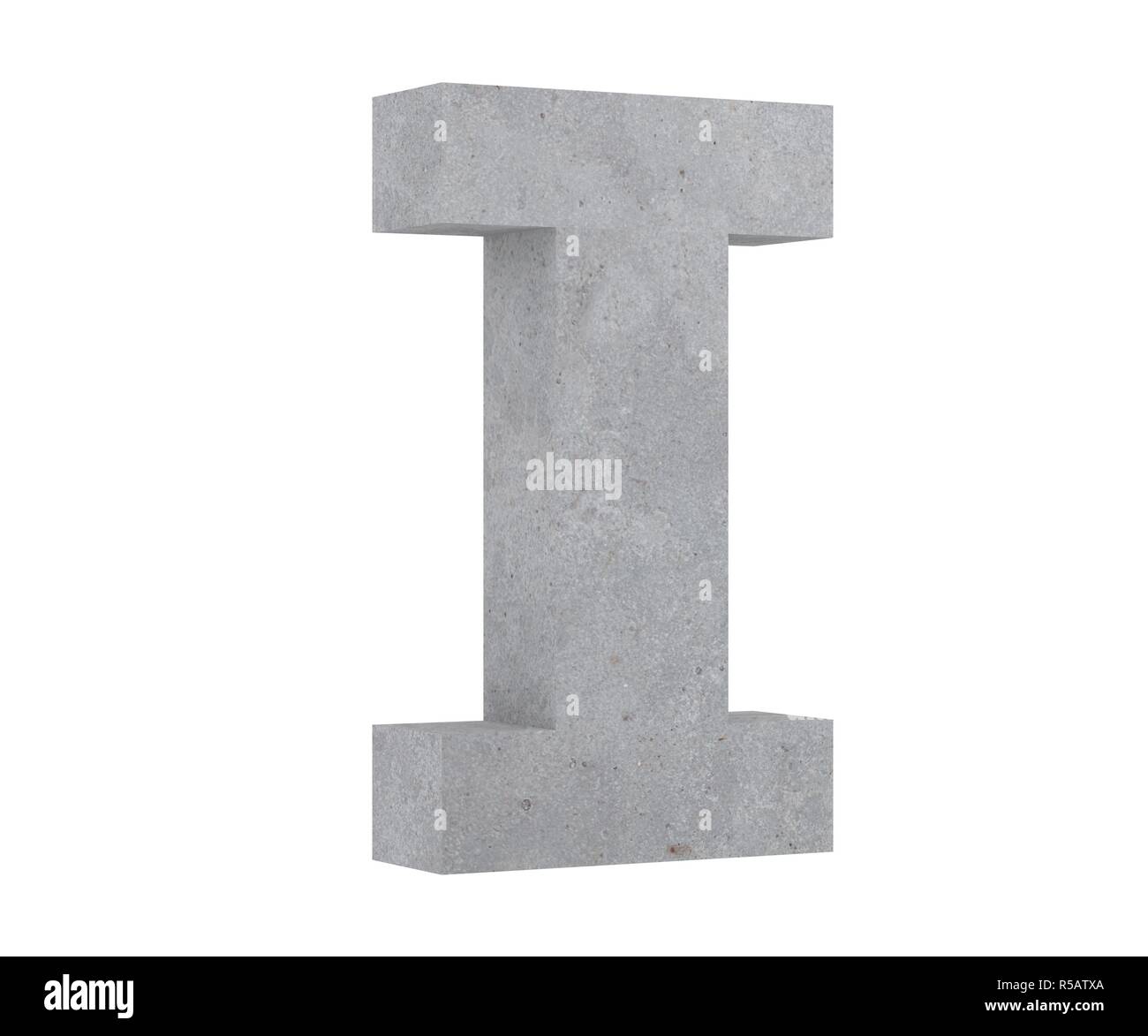 Concrete Capital Letter - I isolated on white background. 3D render ...