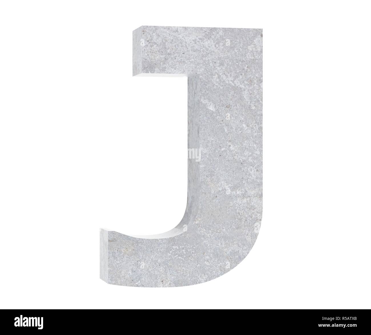 Concrete Capital Letter - J isolated on white background. 3D render ...
