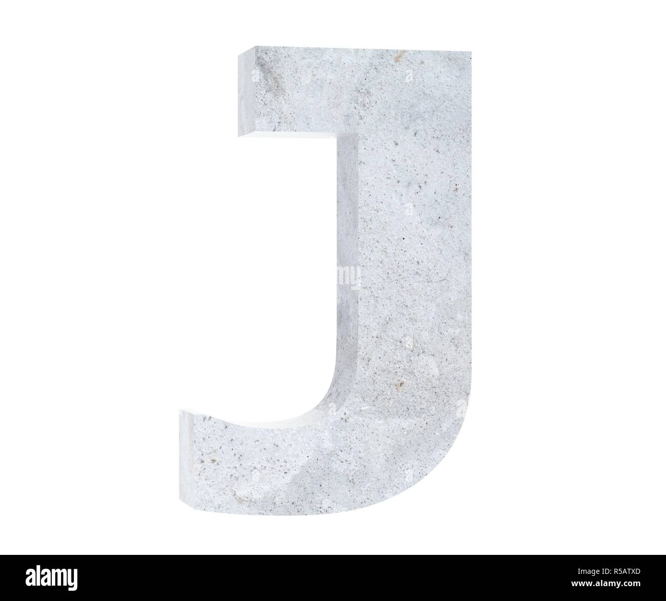 Concrete Capital Letter - J isolated on white background. 3D render ...