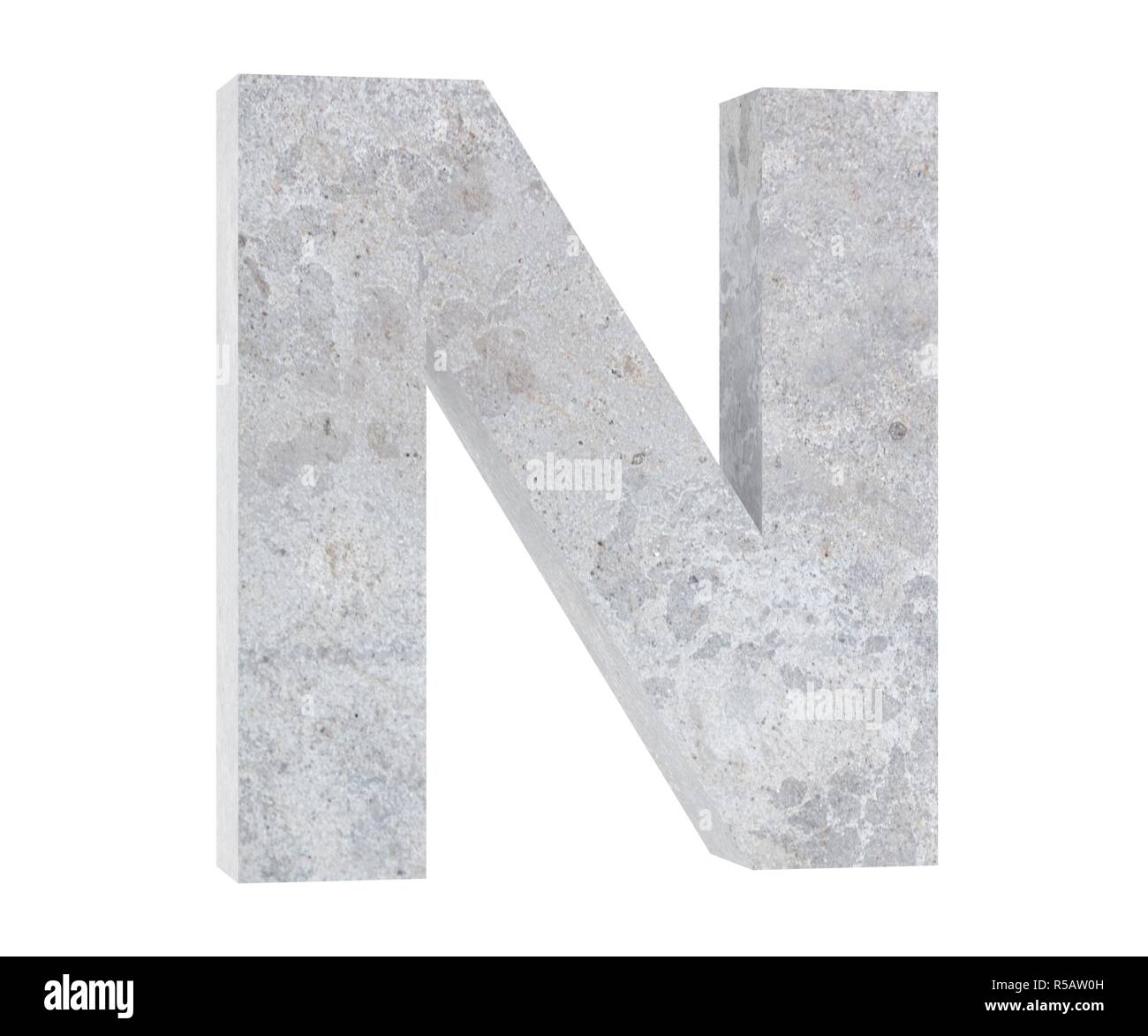 Concrete Capital Letter - N isolated on white background. 3D render ...