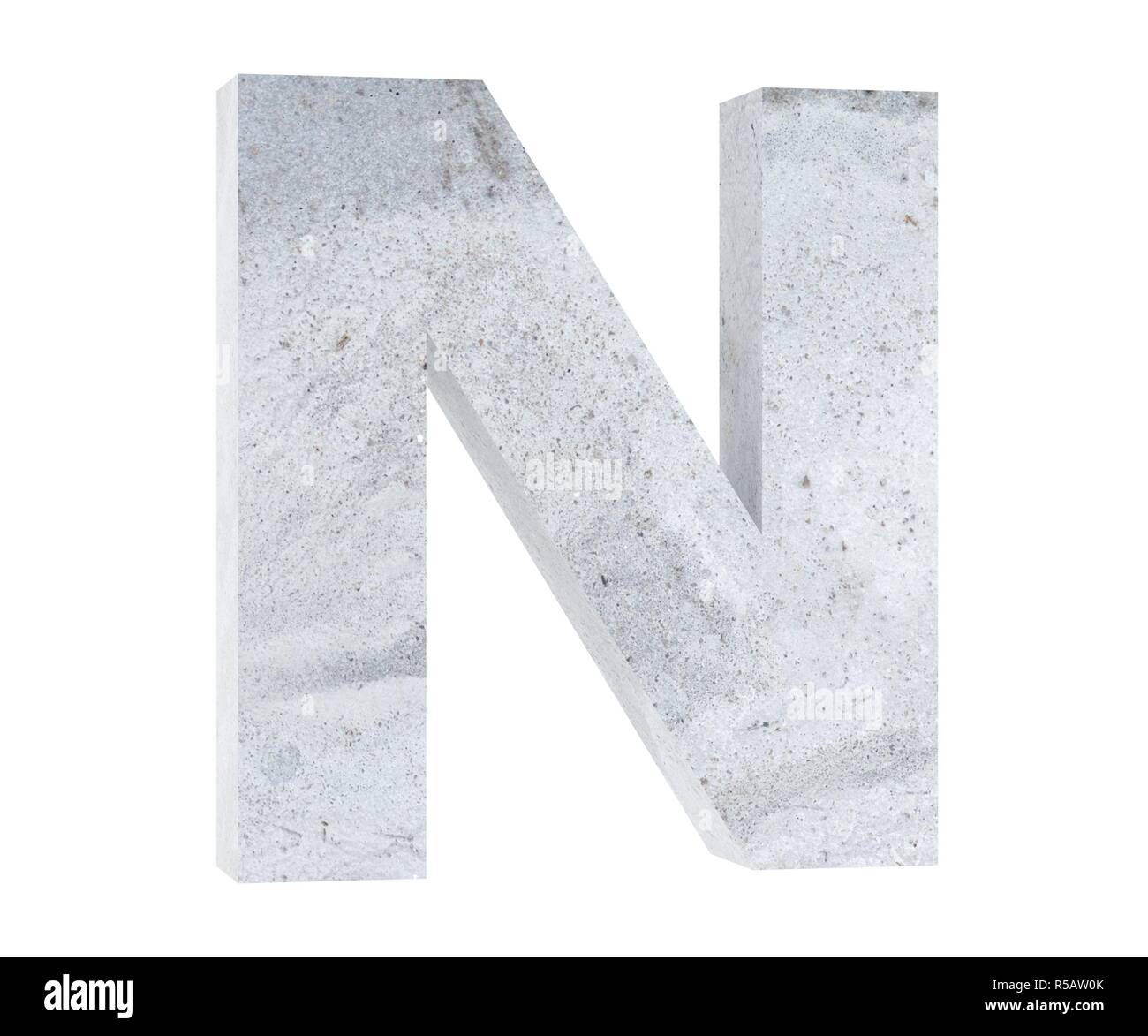 Concrete Capital Letter - N isolated on white background. 3D render ...